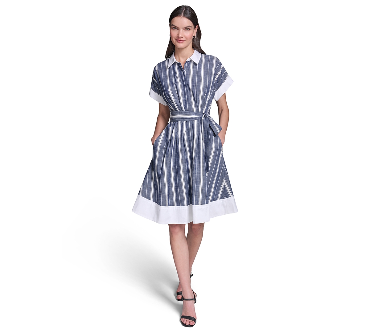 Click here for Karl Lagerfeld Paris Womens Melange Stripe Short S... prices