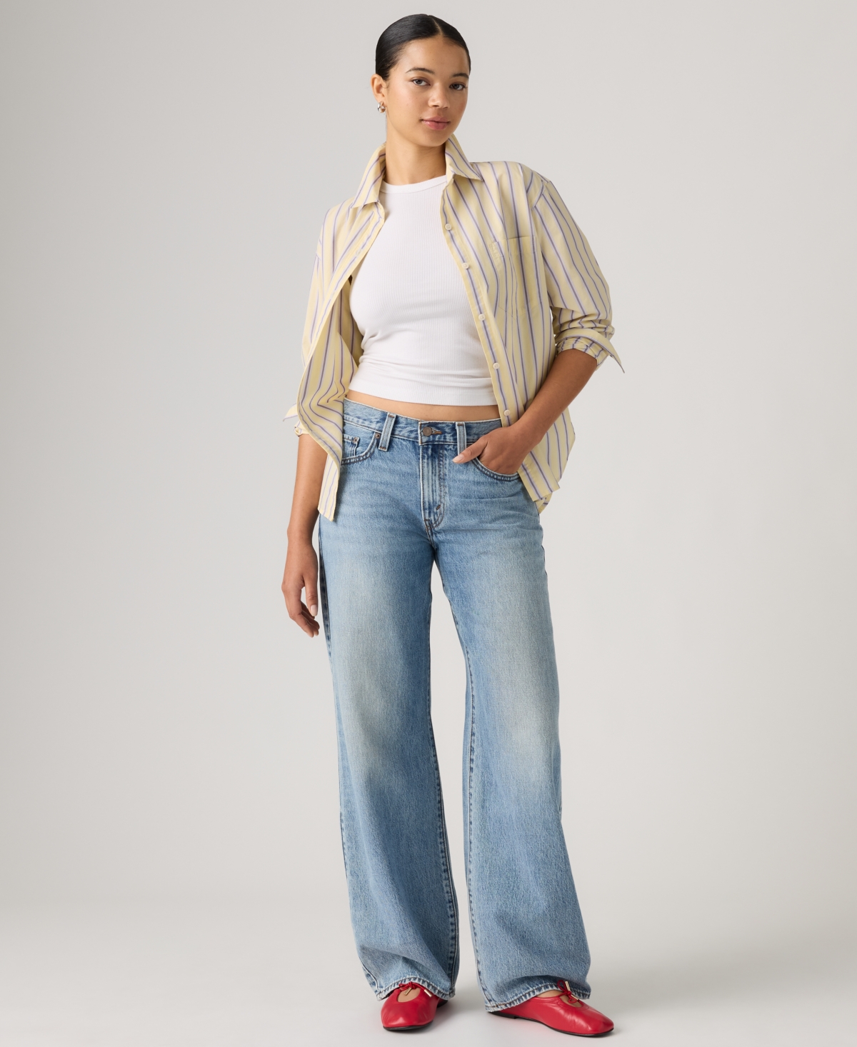 Click here for Levis Womens Middy Balloon Mid Rise Denim Loose Je... prices