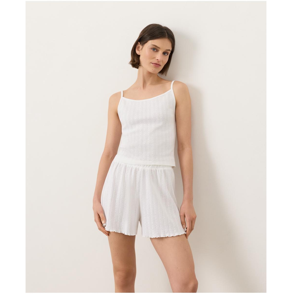 Click here for Pact Womens Organic Cotton Pointelle Cami - White prices