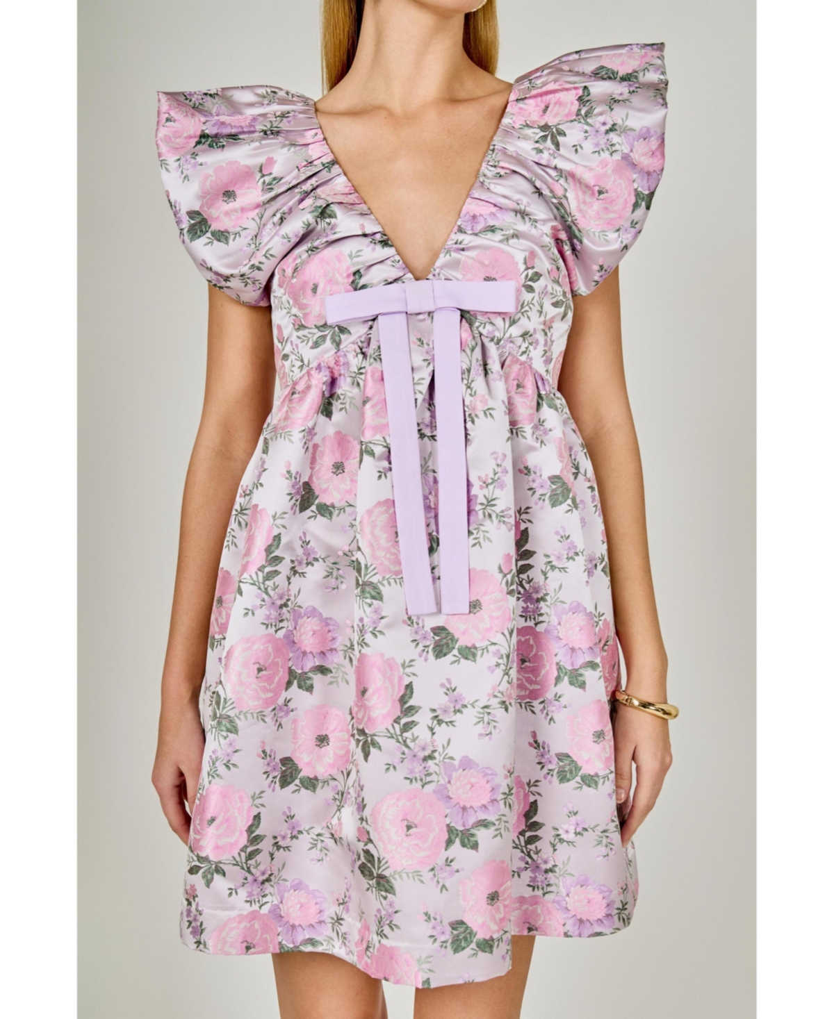 Click here for endless rose Womens Jacquard with bow Mini Dress -... prices