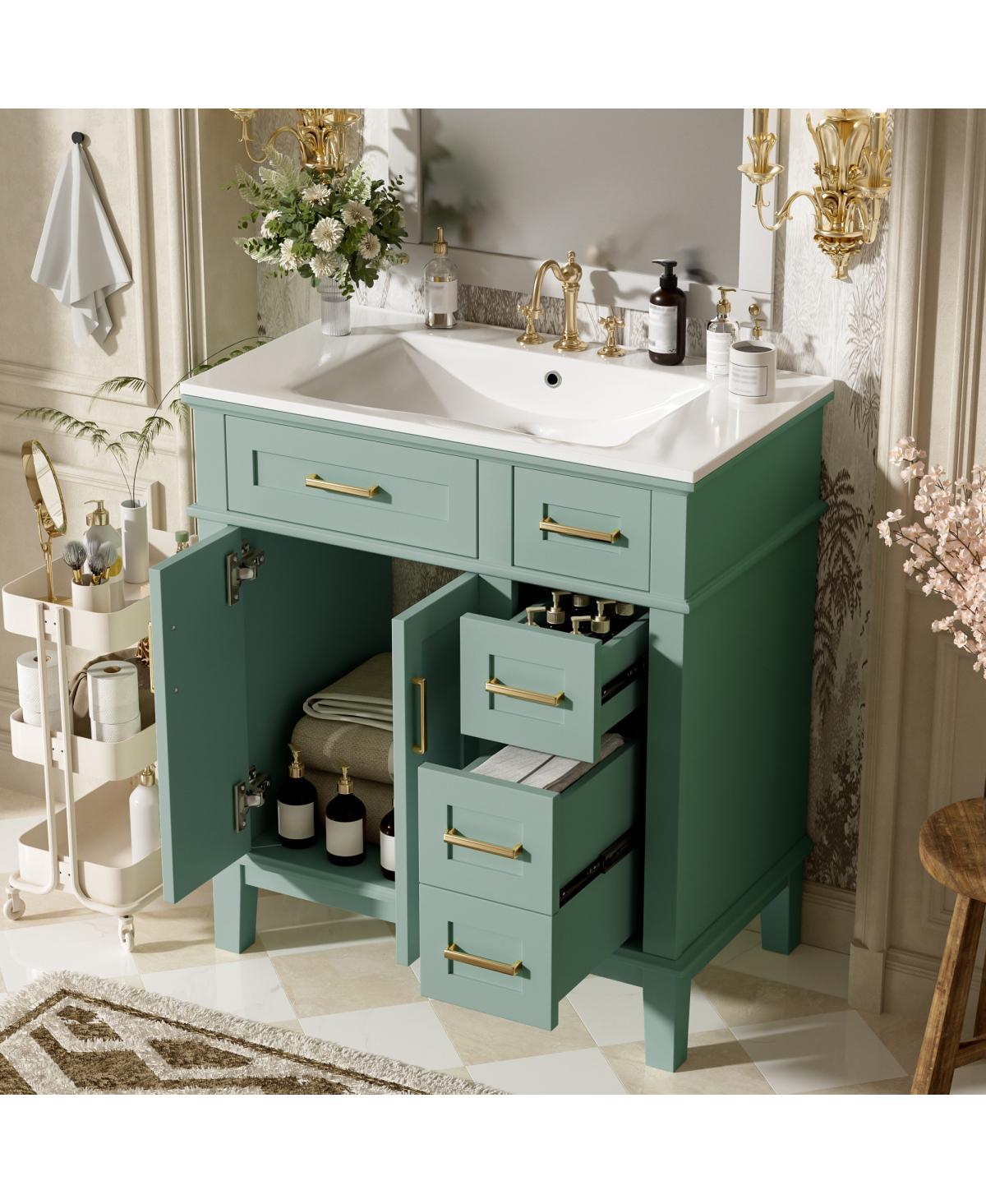 Click here for Sillysis 30 Inch Modern Bathroom Vanity with Ceram... prices