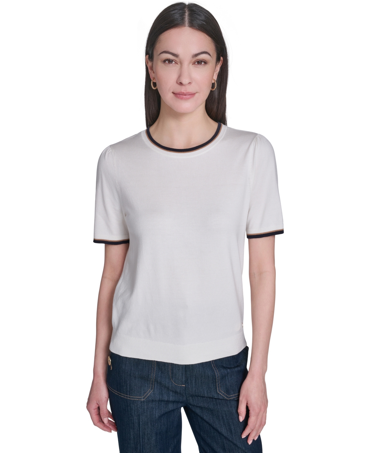 Click here for Tommy Hilfiger Womens Short-Sleeve Crewneck Sweate... prices