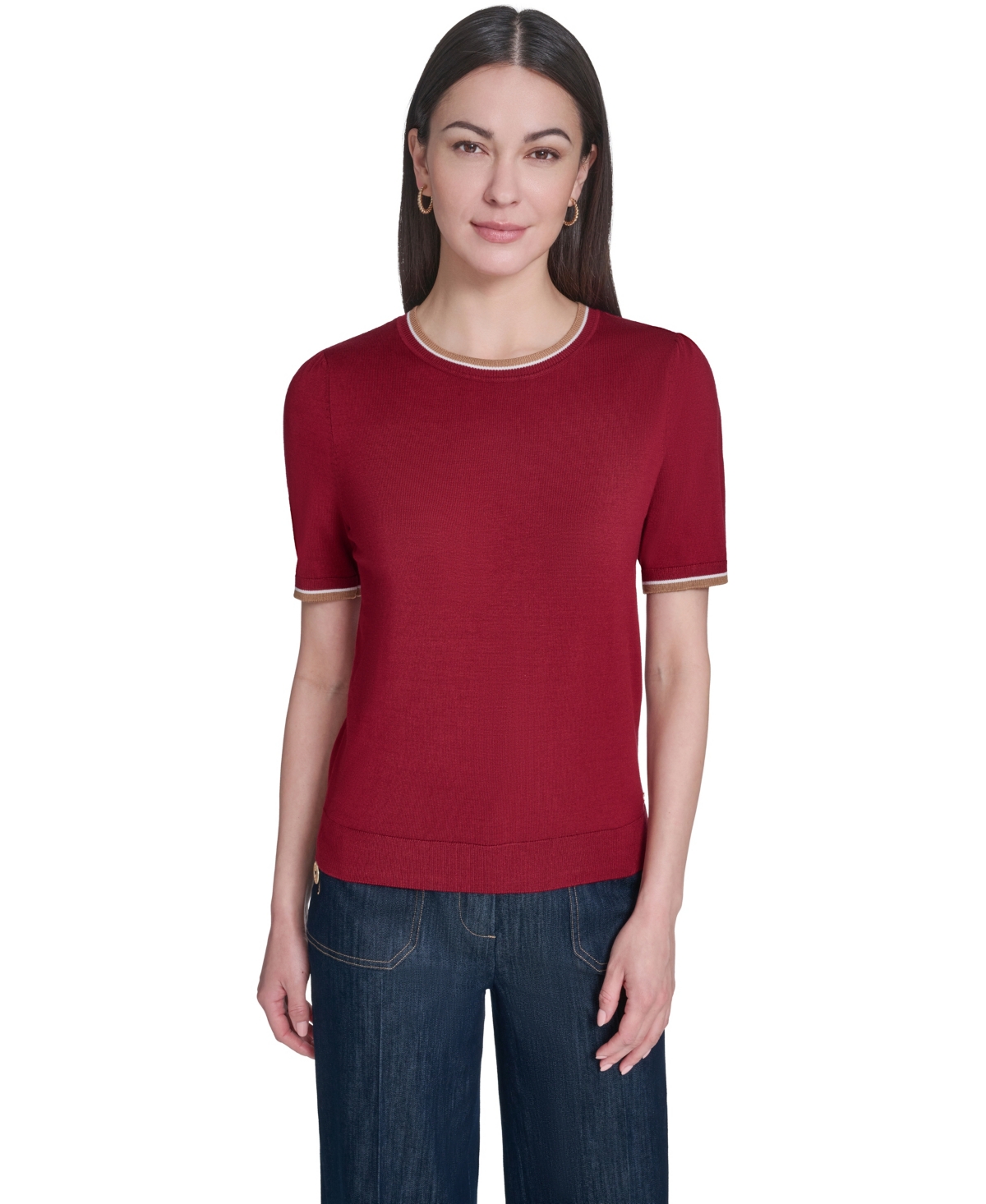 Click here for Tommy Hilfiger Womens Short-Sleeve Crewneck Sweate... prices
