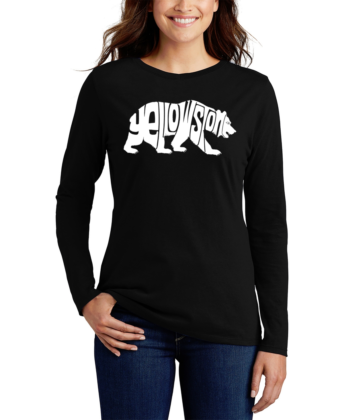 Click here for La Pop Art Womens Yellowstone Bear Word Art Flowy... prices