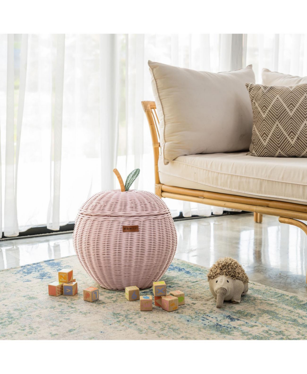 Click here for Momiji Apple Handcrafted Rattan Storage Basket wit... prices