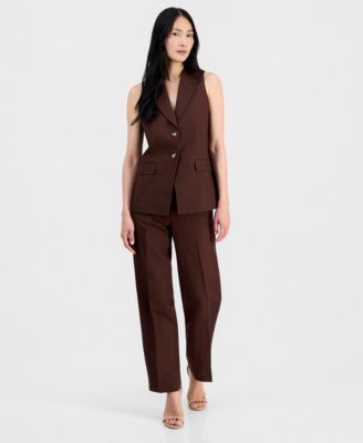 Click here for Anne Klein Womens Linen Blend Two Button Vest Pull... prices