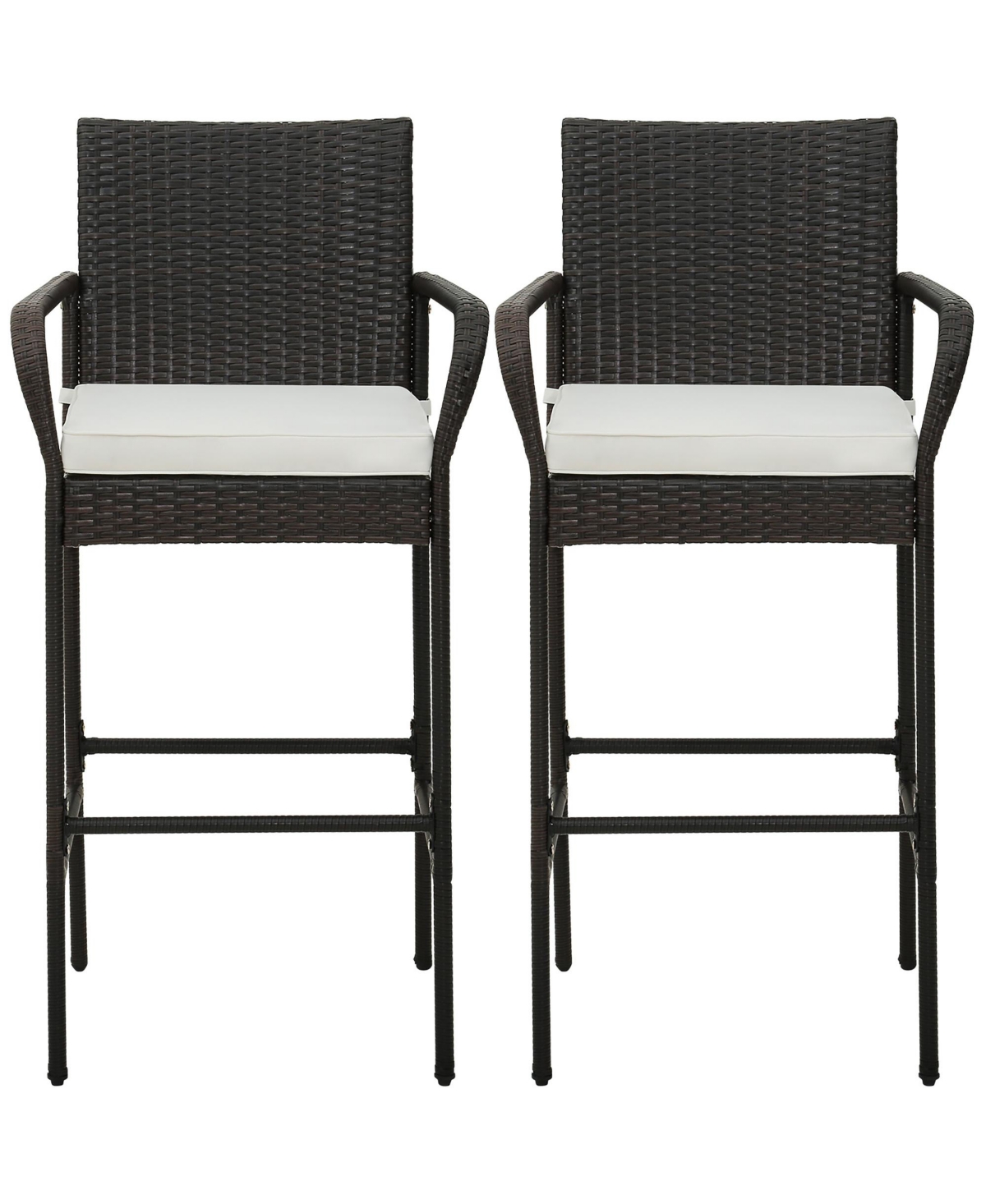 Click here for Gymax Set of 2 Wicker Bar Stools Set Outdoor High... prices