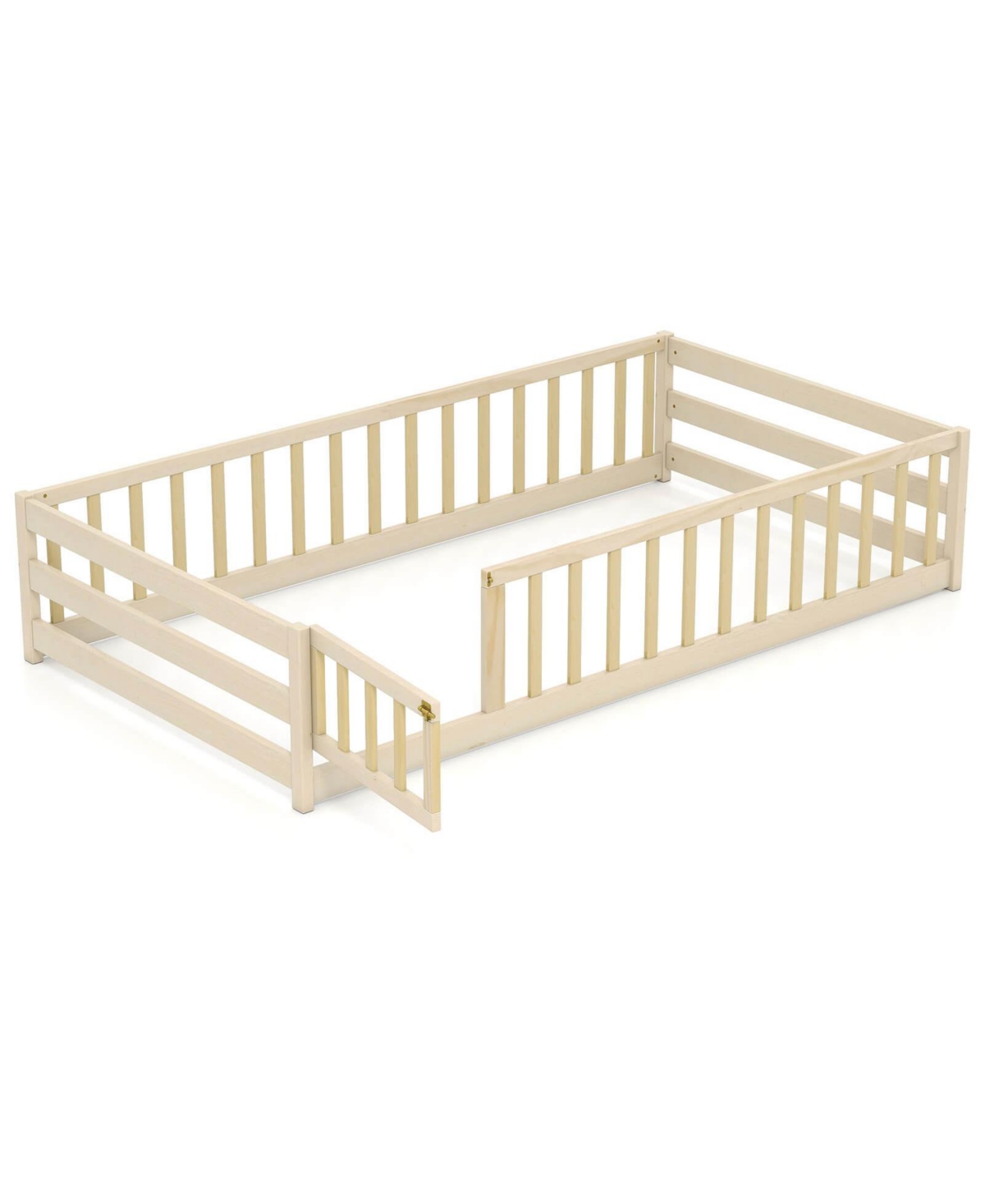 Click here for Costway Twin Size Floor Bed with Door & Fence with... prices