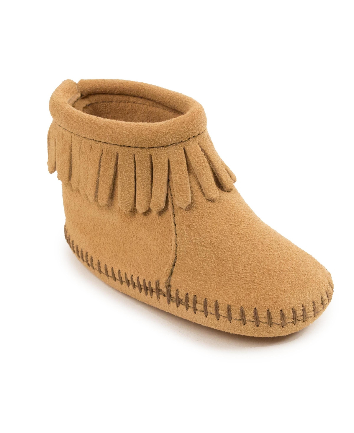 Click here for Minnetonka Baby Suede Back Flap Booties - Tan prices