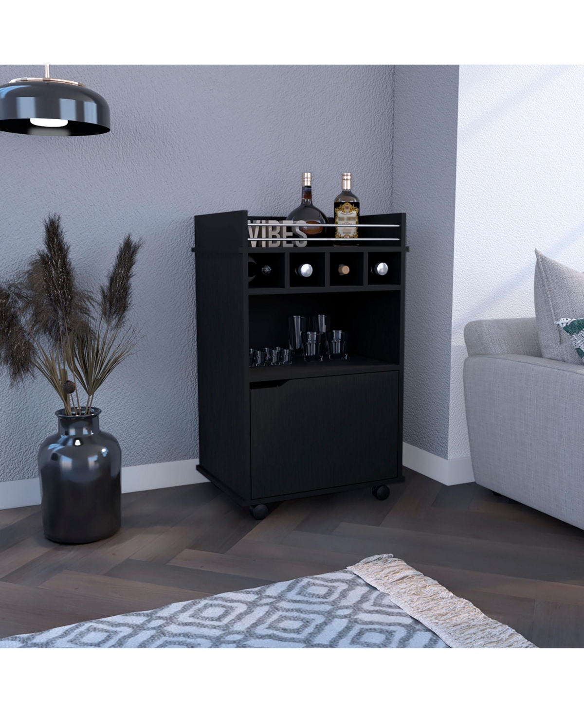 Click here for flynama 35 Inch Bar Cart with 2 Shelves  4 Wine Cu... prices