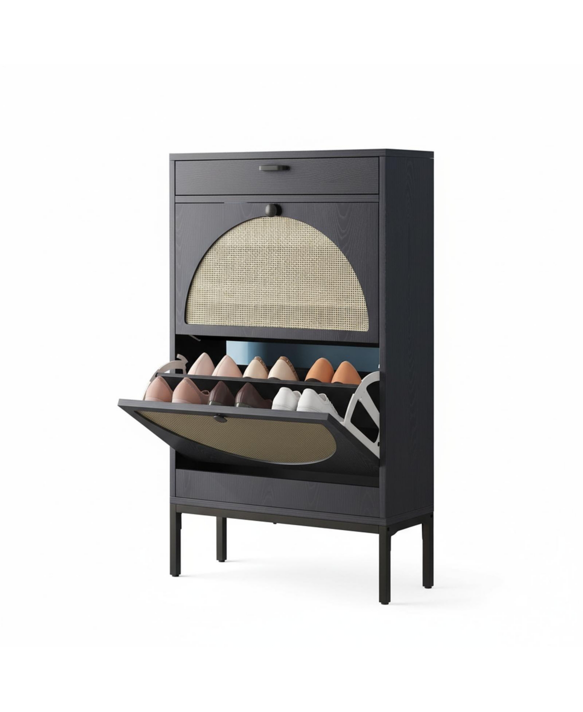 Click here for Yigii Slim Half Round Rattan Shoe Storage Cabinet... prices