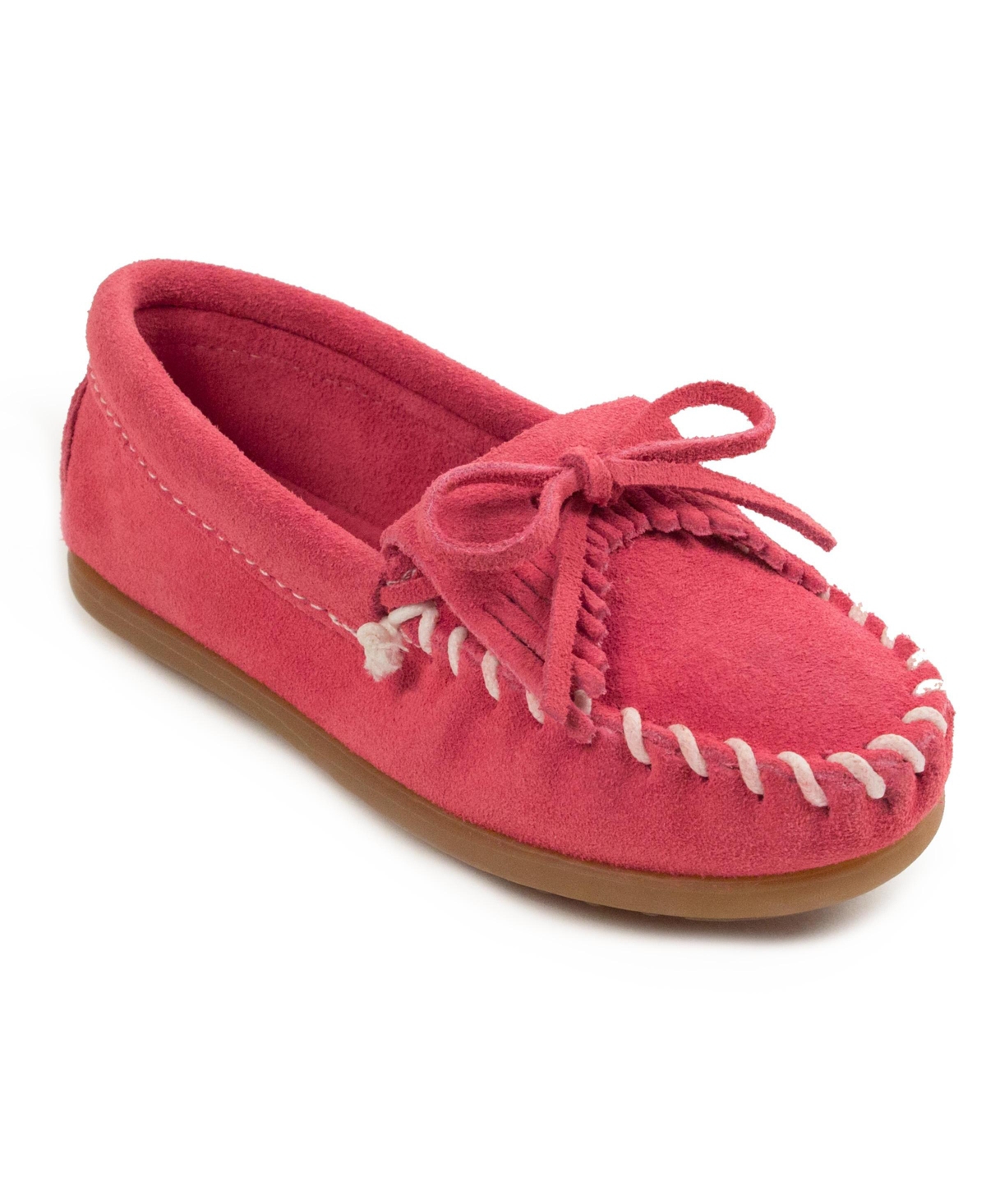 Click here for Minnetonka Kids Kilty Suede Moccasins - Hot pink prices
