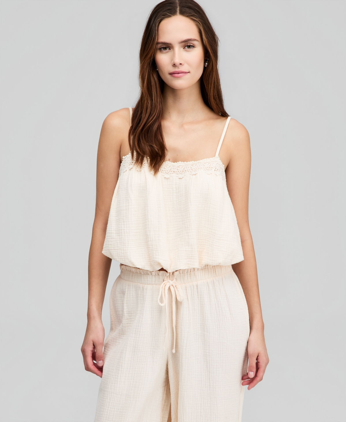 Click here for And Now This Womens Cotton Crochet-Trim Bubble-Hem... prices