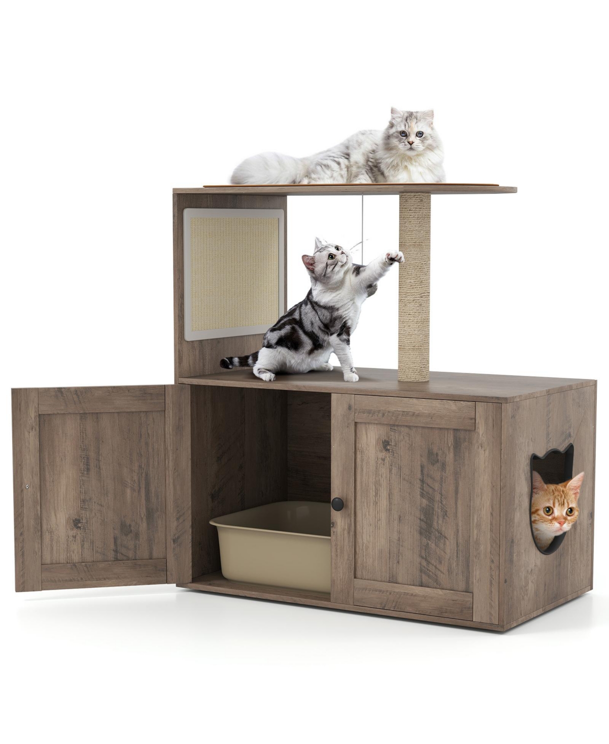 Click here for Cozito Cat Tree 34 in with Litter Box Enclosure an... prices