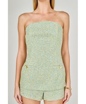 Click here for Endless Rose Womens Tweed Gold Buttoned Strapless... prices