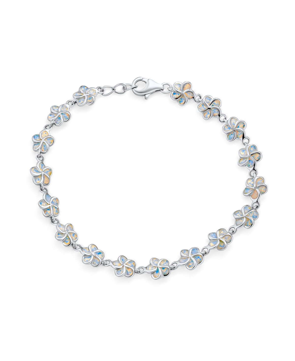 Click here for Bling Jewelry White Created Opal Hawaiian Plumeria... prices