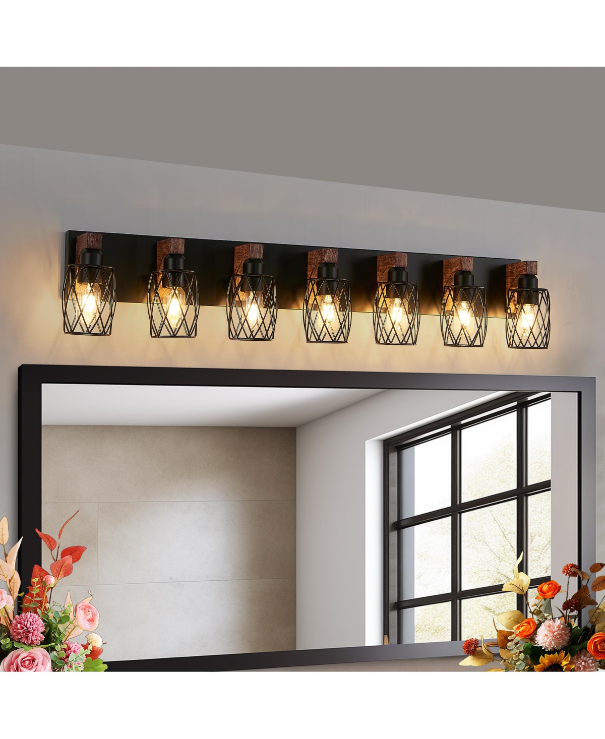 Click here for Busdays Industrial Vintage 7 Light Wall Sconce Bla... prices