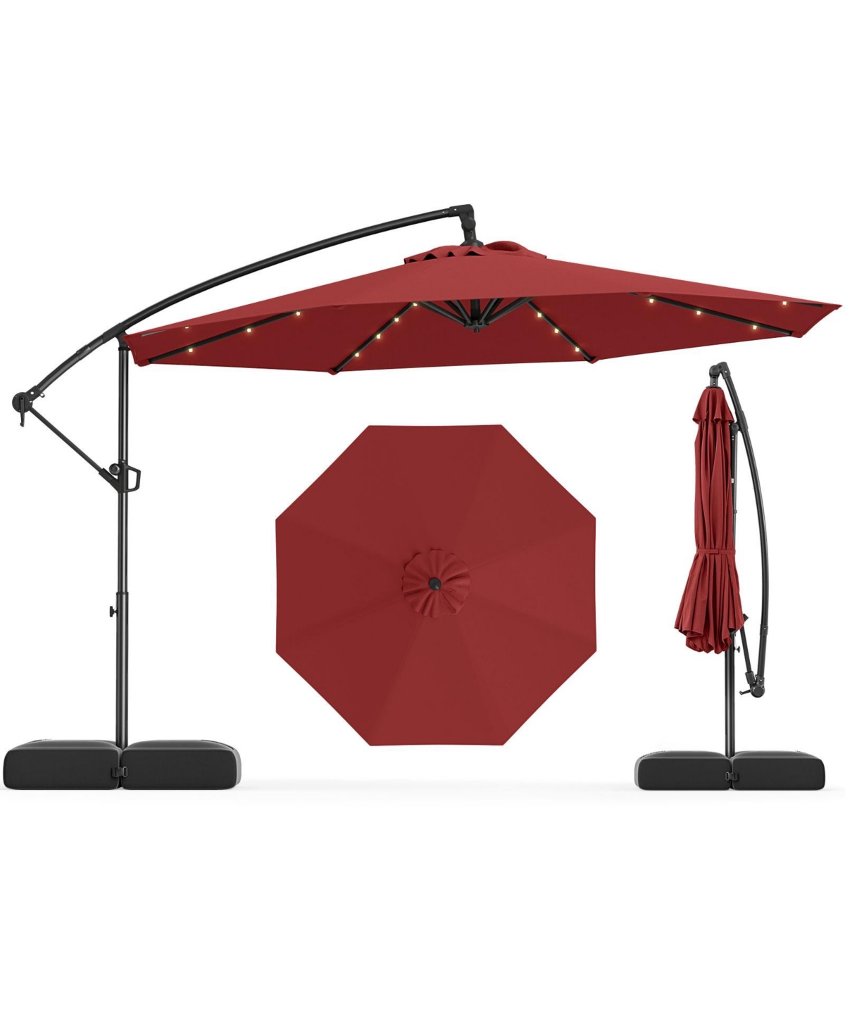 Click here for Sugift 10 Feet Solar Offset Hanging Umbrella with... prices