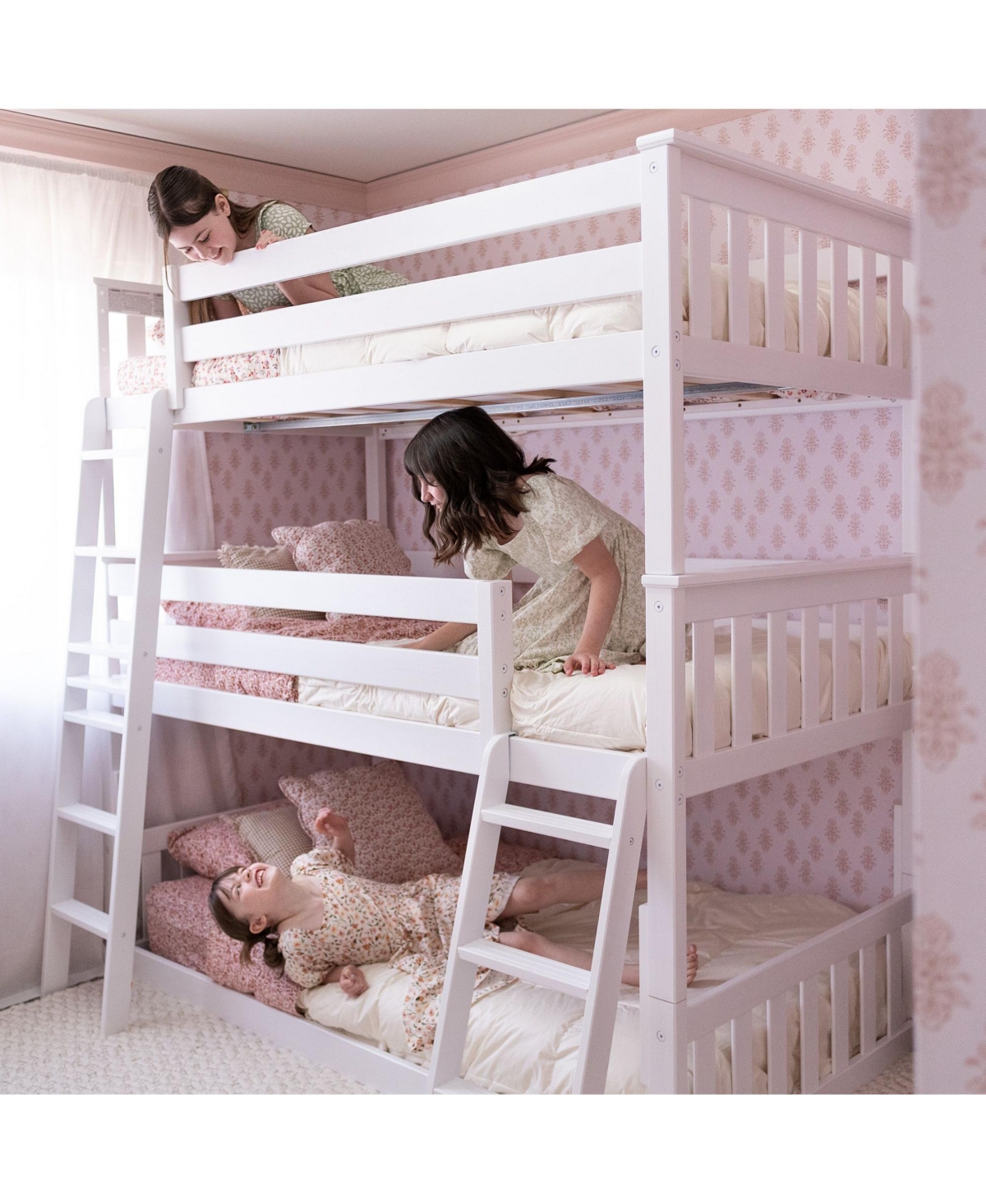 Click here for Max & Lily Twin Triple Bunk Bed Frame - White prices