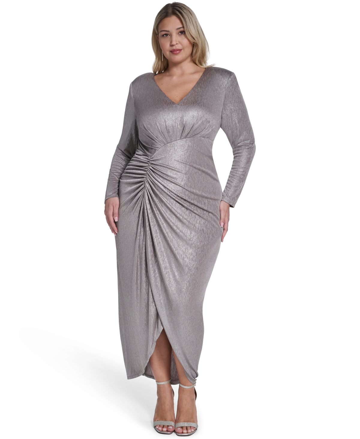Click here for Jessica Howard Plus Size V-Neck Gown - Taupe prices