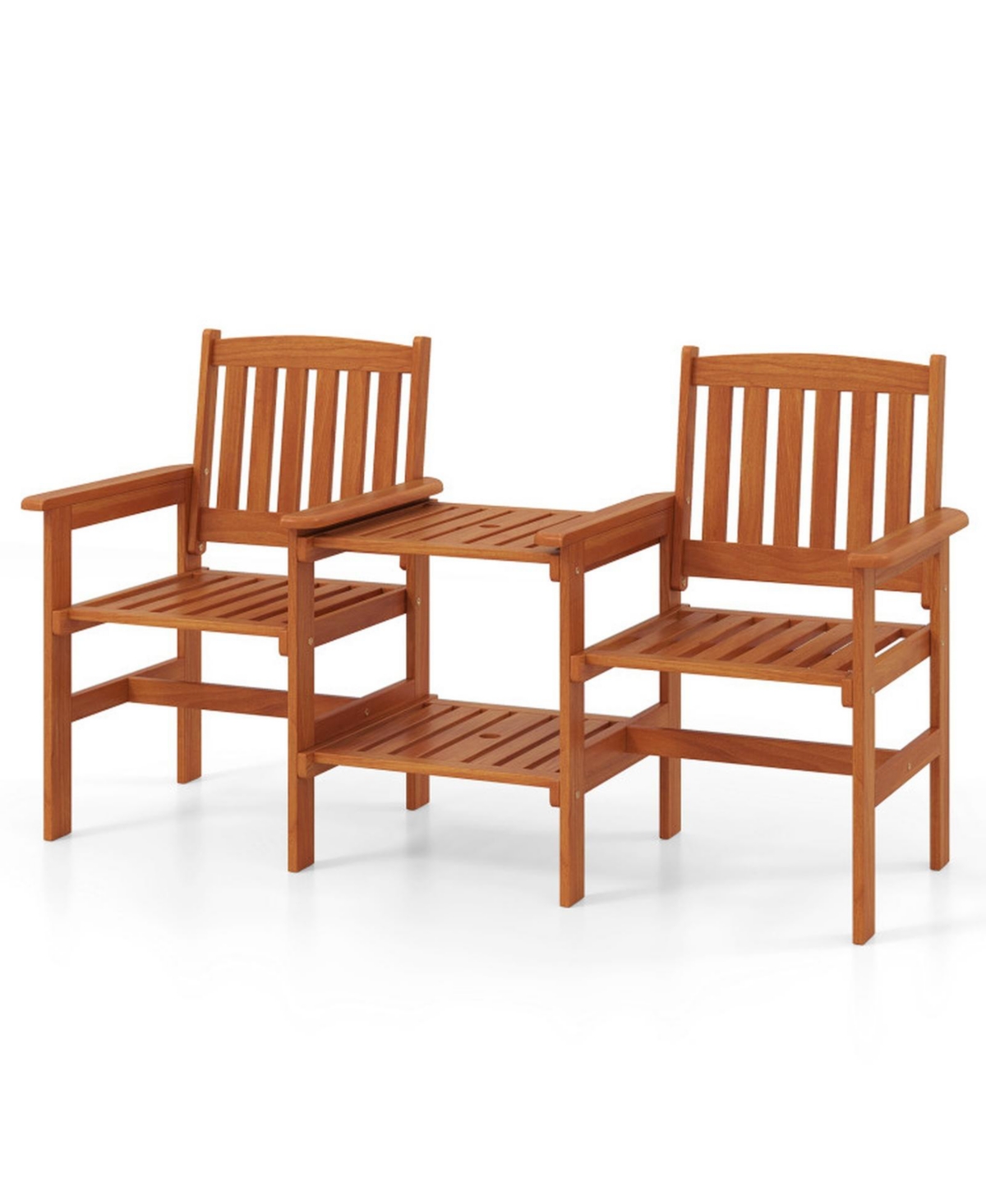 Click here for Gouun 2-Seater Solid Wood Outdoor Bench Set with S... prices