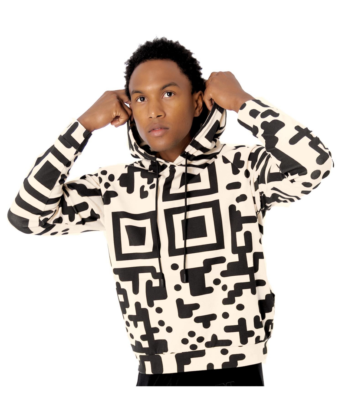 Click here for Dai Moda Mens Qr Code Hoodie - Black prices