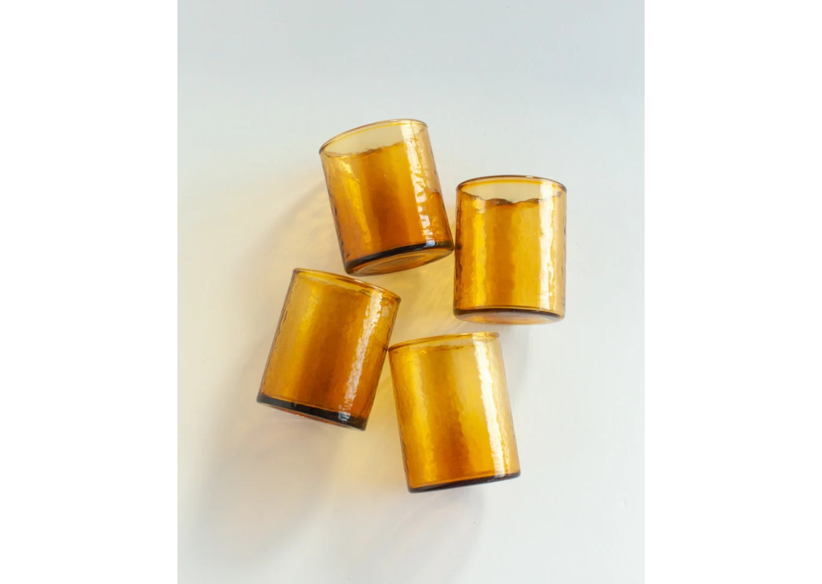 Click here for Creative Women  Hammered Glasses - Set of 4 - Ambe... prices