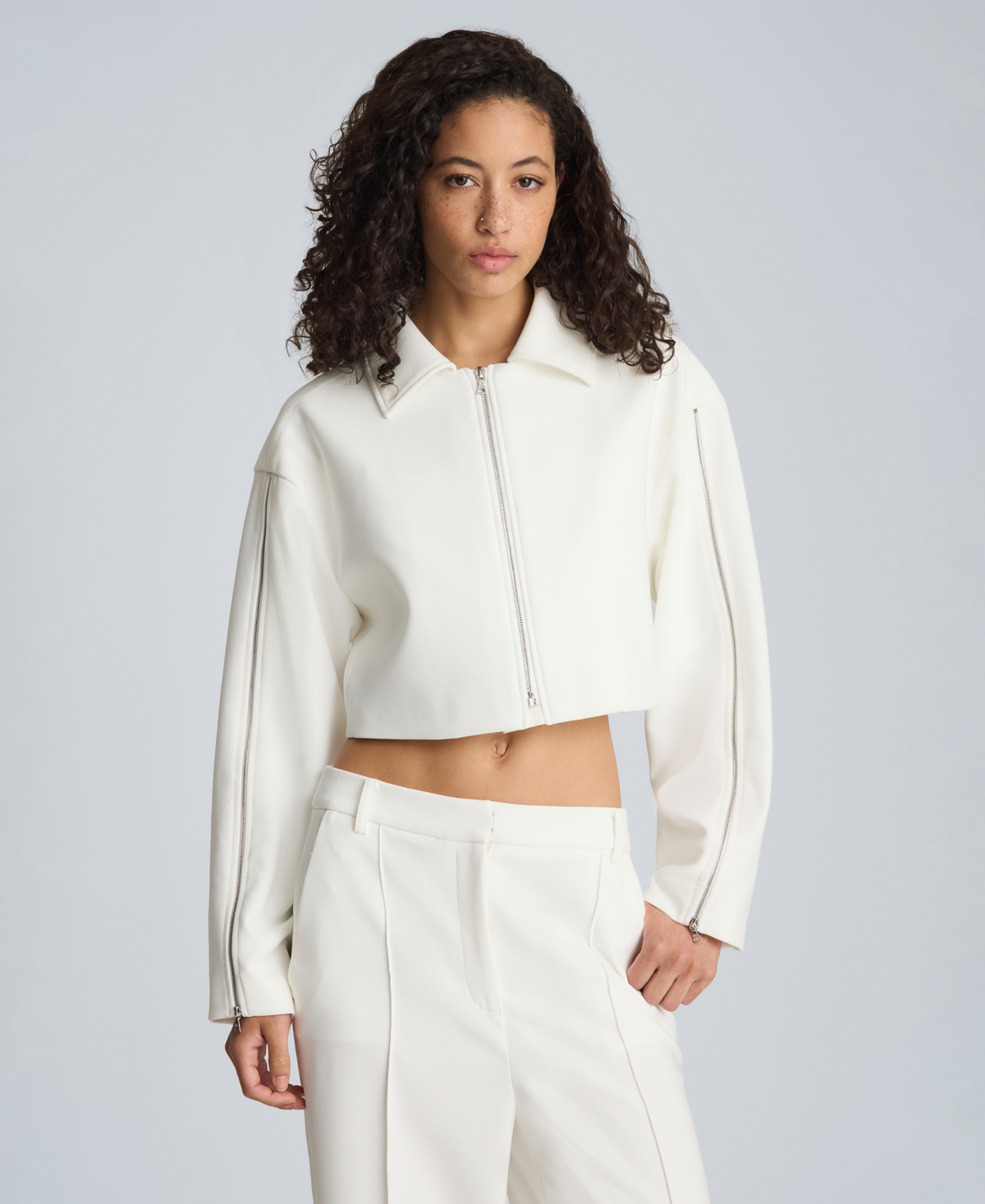 Click here for Kenneth Cole Womens Collared Neck Jacket - Pure Wh... prices