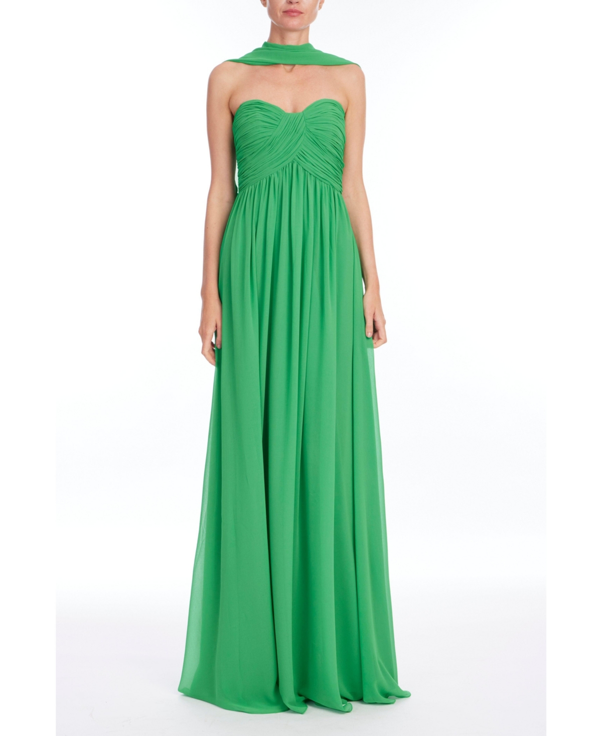 Click here for Badgley Mischka Womens Strapless Scarf-Detail Chif... prices