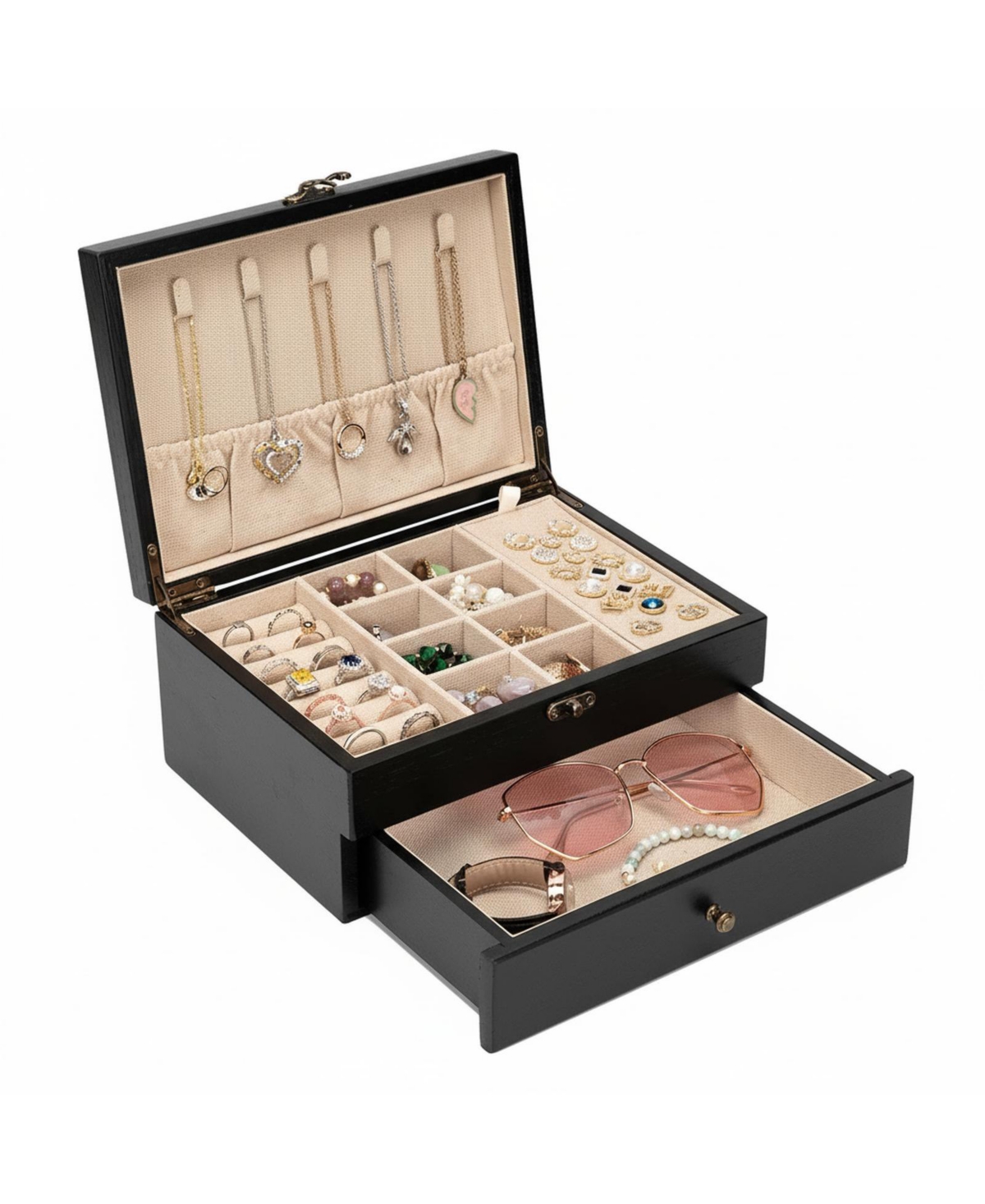 Click here for Yigii Rustic Wooden Jewelry Organizer Box for Wome... prices