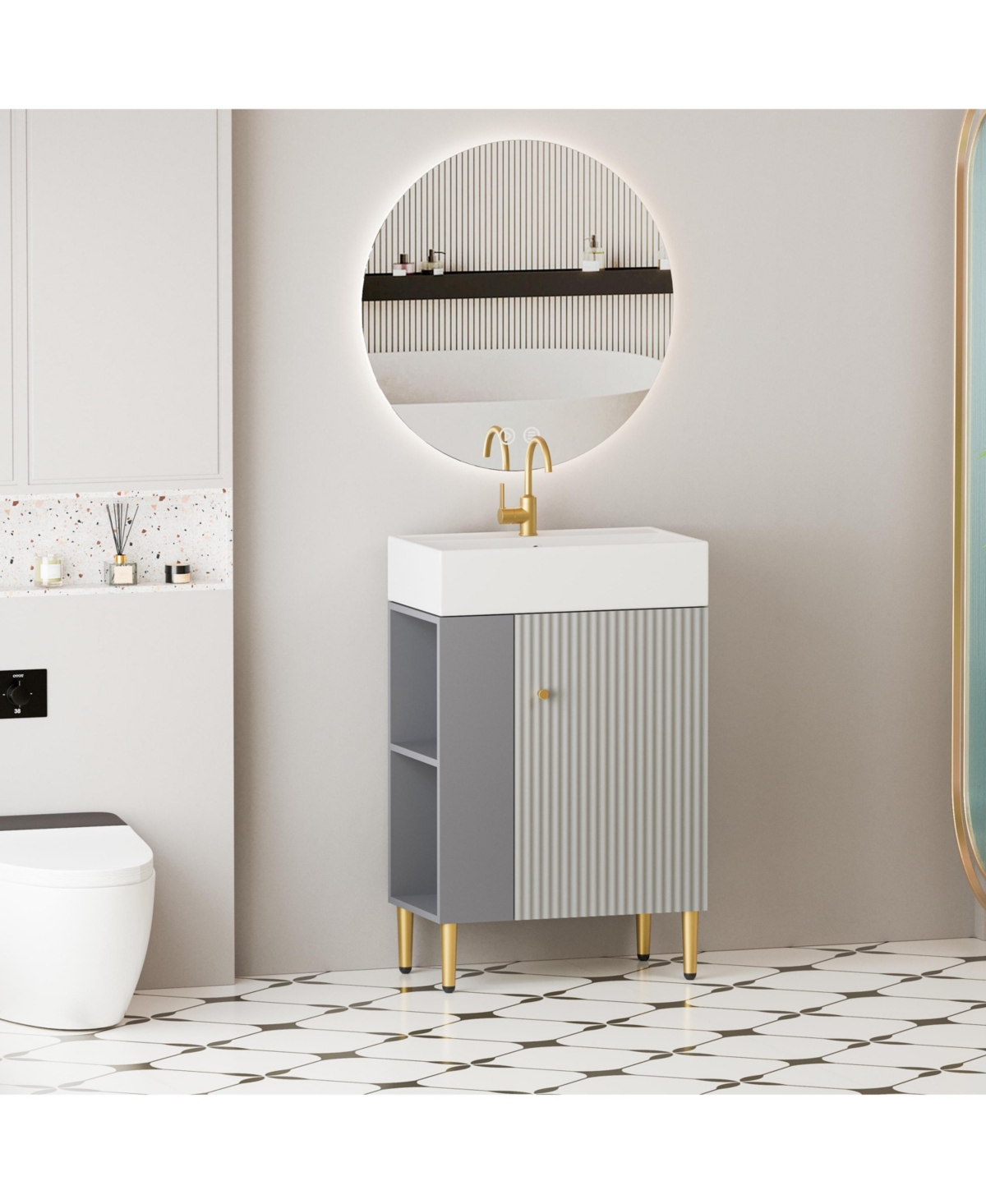 Click here for Busdays 21.6 Inch Open Shelving Bathroom Vanity wi... prices