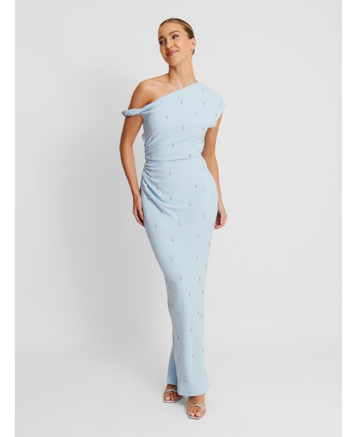 Click here for Six Stories Womens Asymmetric Beaded Maxi Dress -... prices