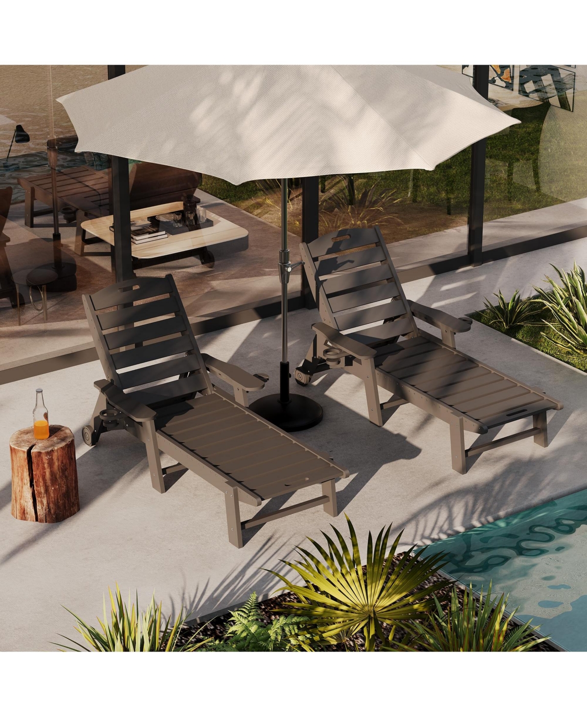 Click here for Homfan Hdpe 5-Position Outdoor Chaise Lounge Chair... prices