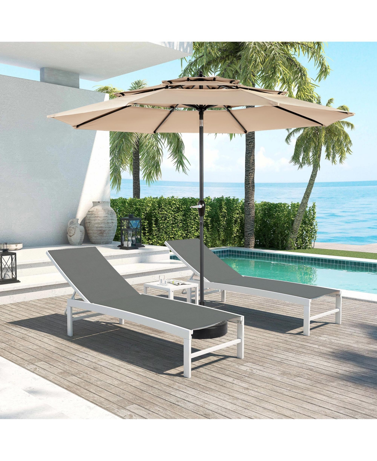 Click here for Clihome 10ft 3 Tier Auto-Tilt Umbrella  Outdoor Pa... prices