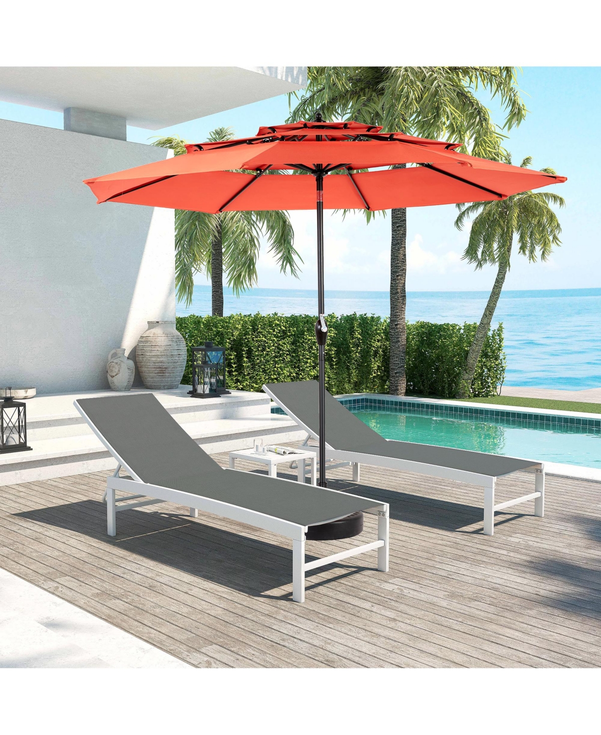 Click here for Clihome 10ft 3 Tier Auto-Tilt Umbrella  Outdoor Pa... prices