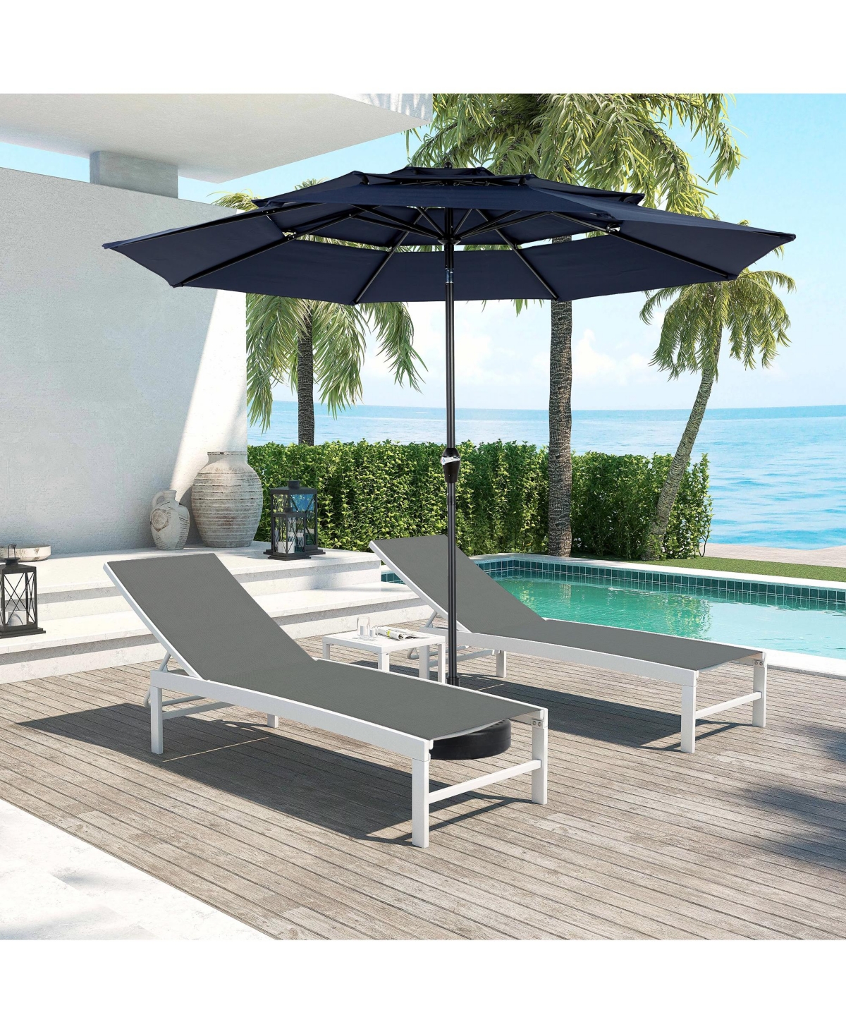 Click here for Clihome 10ft 3 Tier Auto-Tilt Umbrella  Outdoor Pa... prices