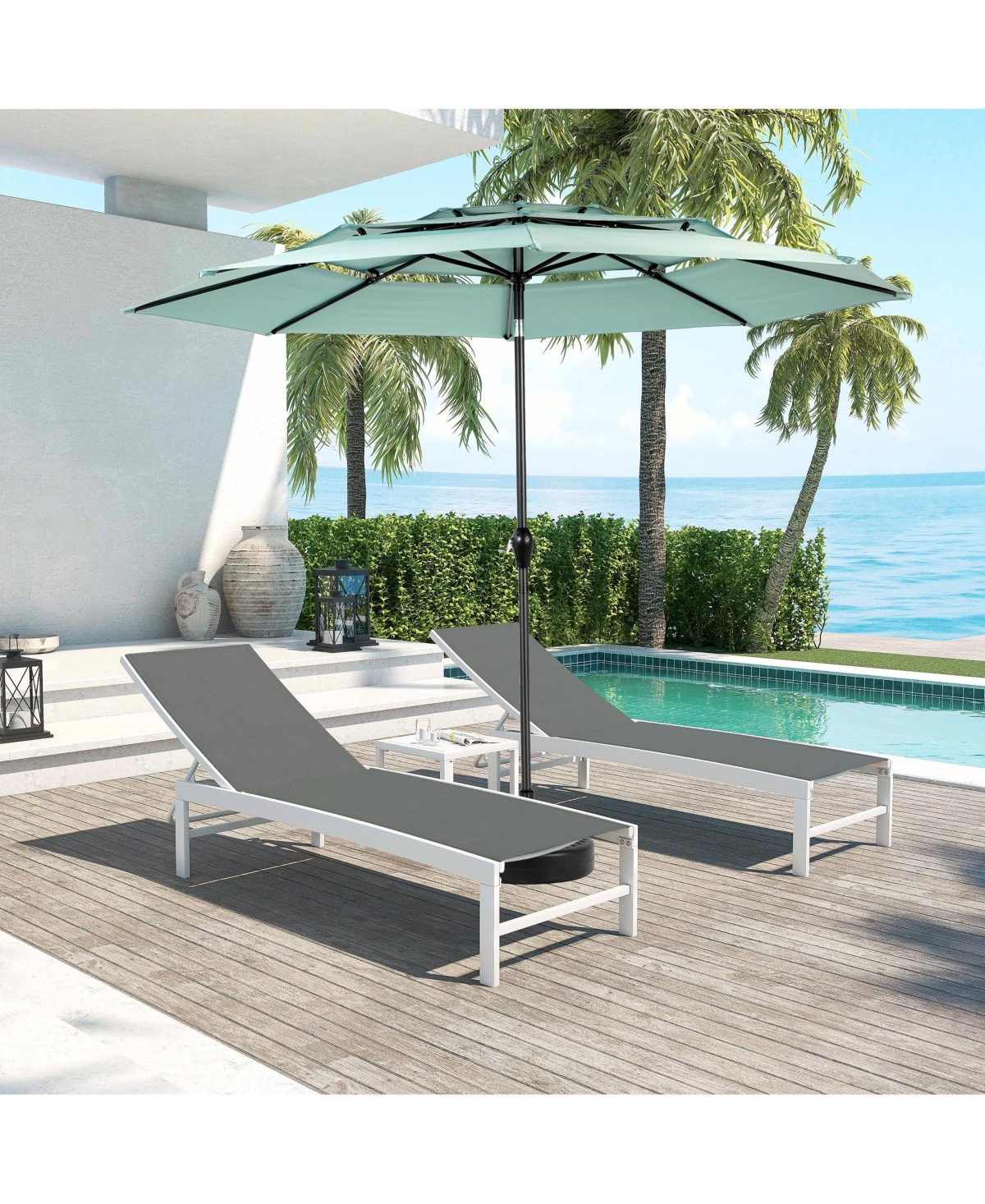 Click here for Clihome 10ft 3 Tier Auto-Tilt Umbrella  Outdoor Pa... prices