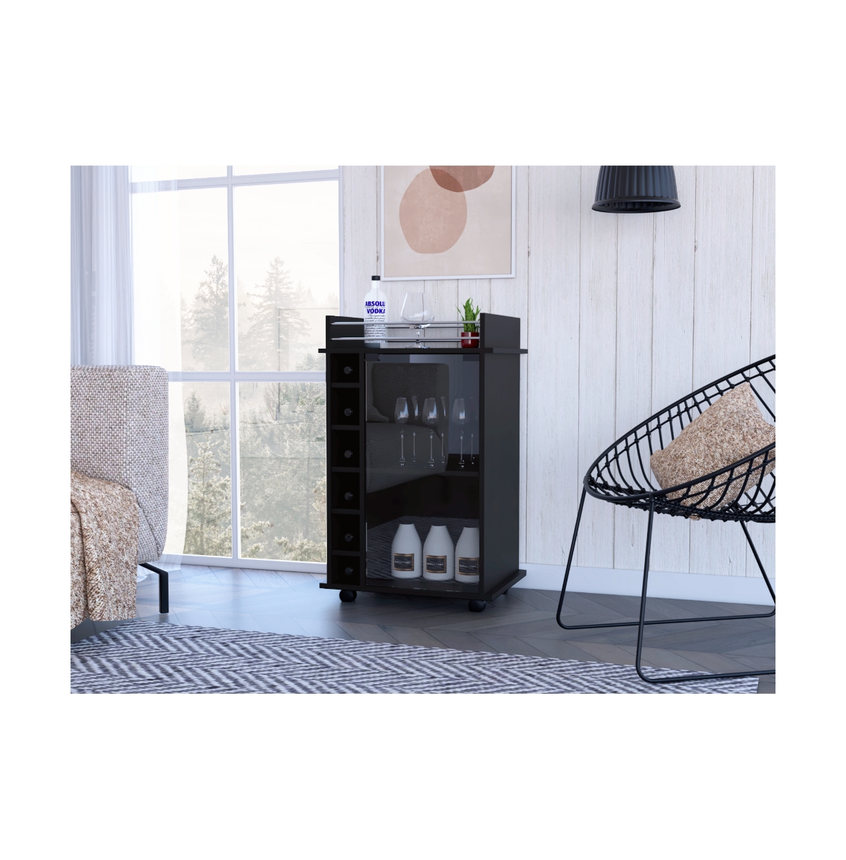 Click here for Flynama Glass Door Bar Cart with 2 Shelves  6 Cubb... prices