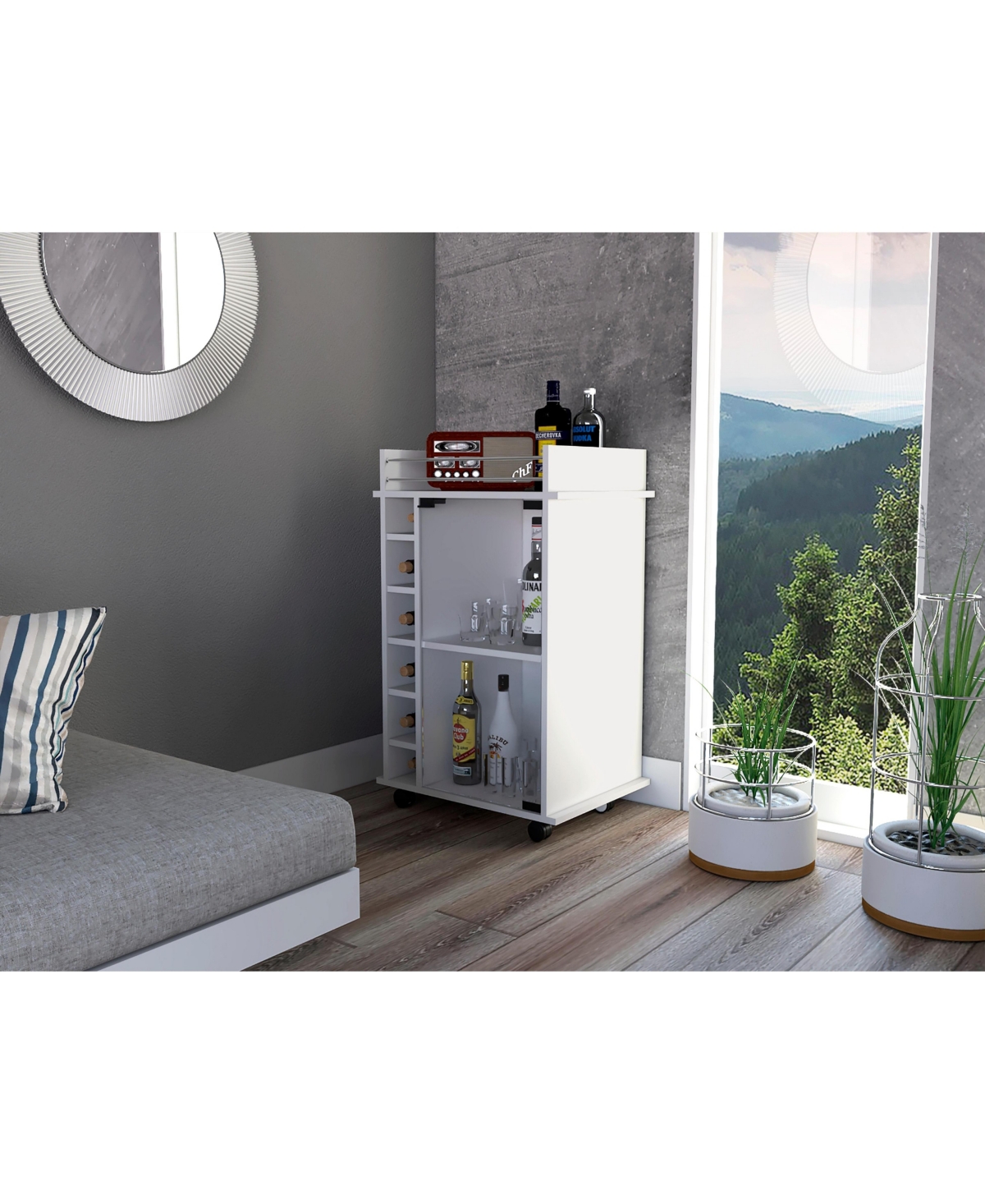 Click here for Flynama Bar Cart with 1 Cabinet with Casters Finis... prices