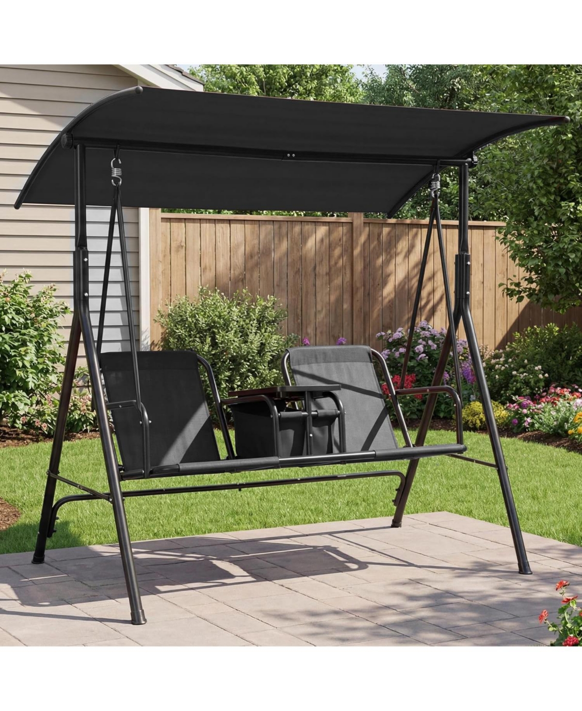 Click here for Homfan 2-Person Outdoor Canopy Swing Chair with Bu... prices