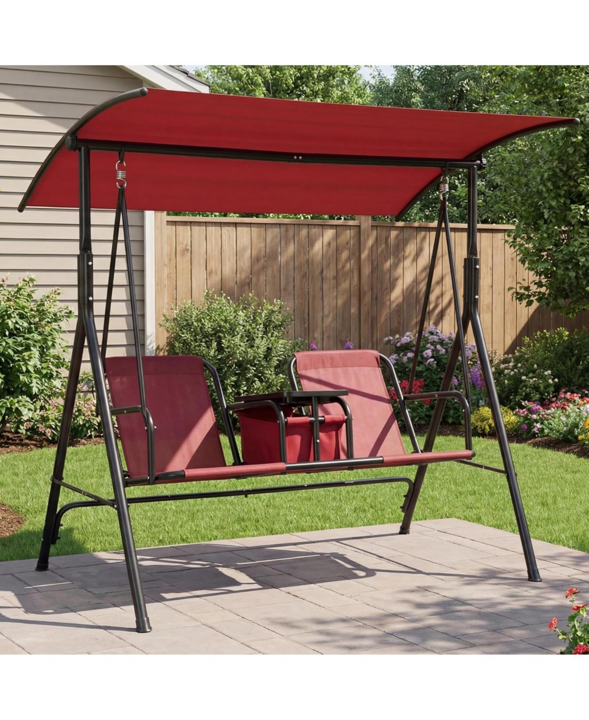Click here for Homfan 2-Person Outdoor Canopy Swing Chair with Bu... prices