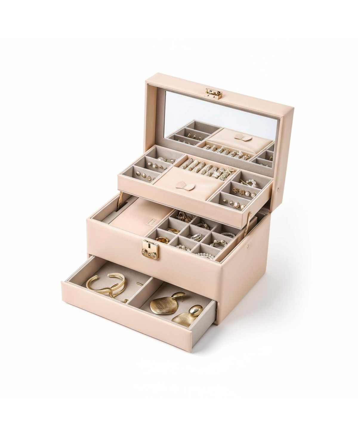 Click here for Yigii 3 Layers Leather Jewelry Storage Box with Mi... prices