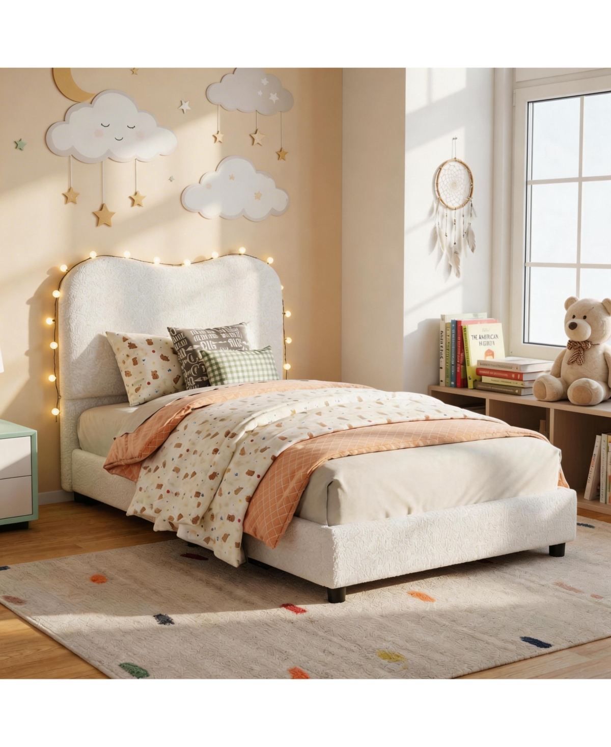 Click here for Homfan Soft Upholstered Kids Bed Frame with Headbo... prices