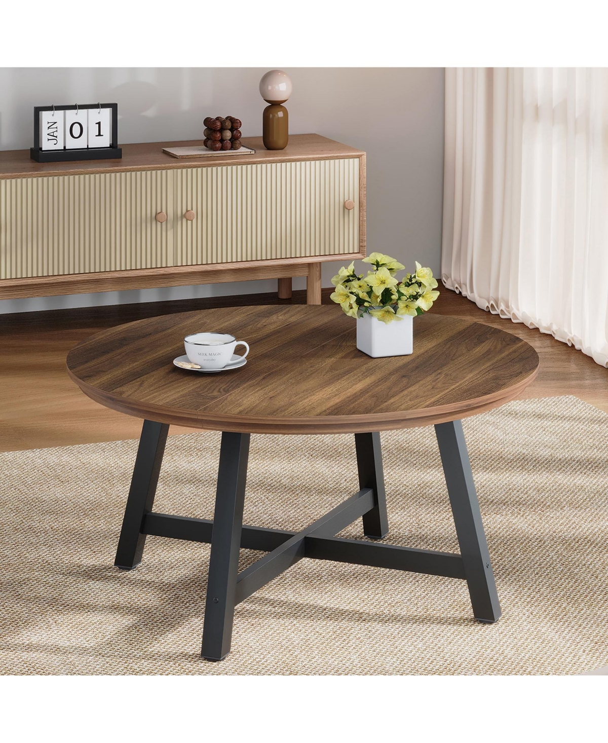 Click here for Homfan Modern 36 Inch Round Coffee Table  Industri... prices