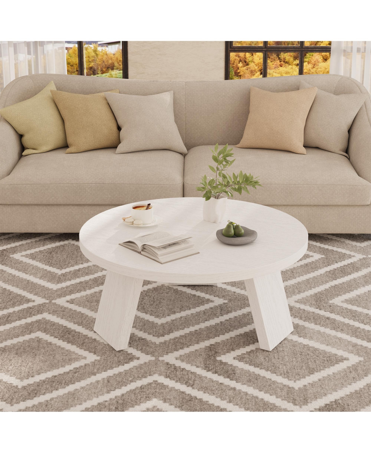 Click here for homfan 33.5 Round Coffee Table  Circle Center Tabl... prices