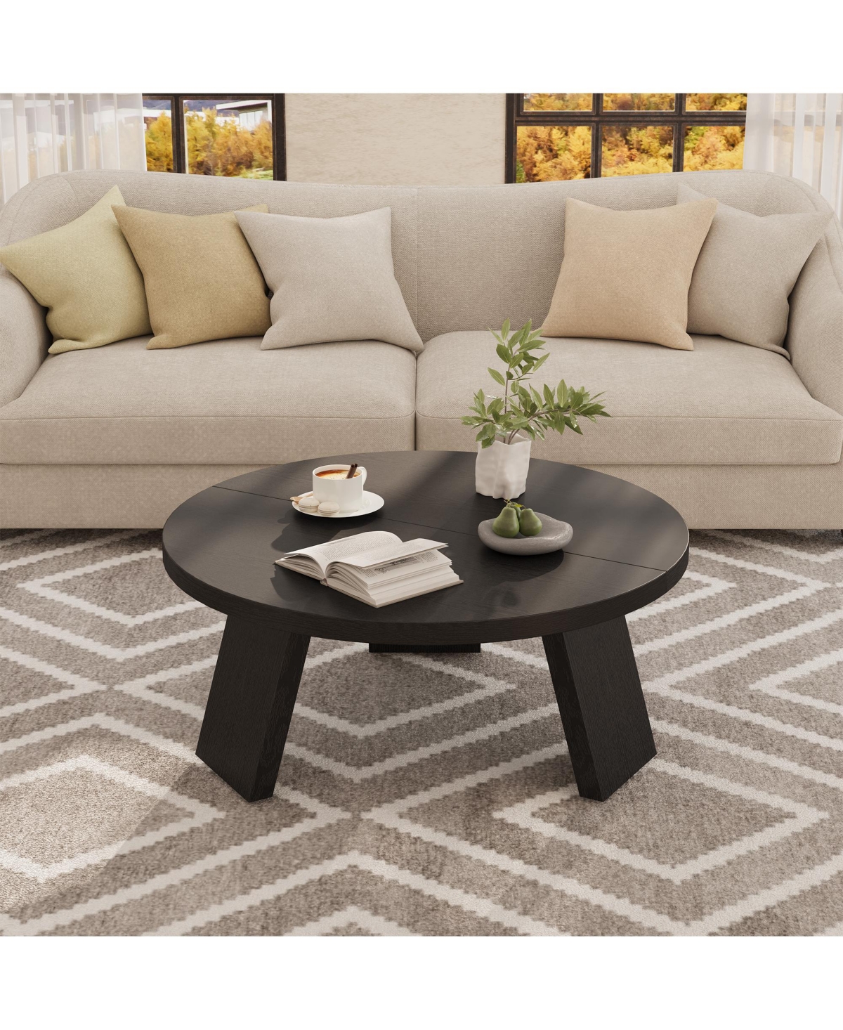 Click here for homfan 33.5 Round Coffee Table  Circle Center Tabl... prices