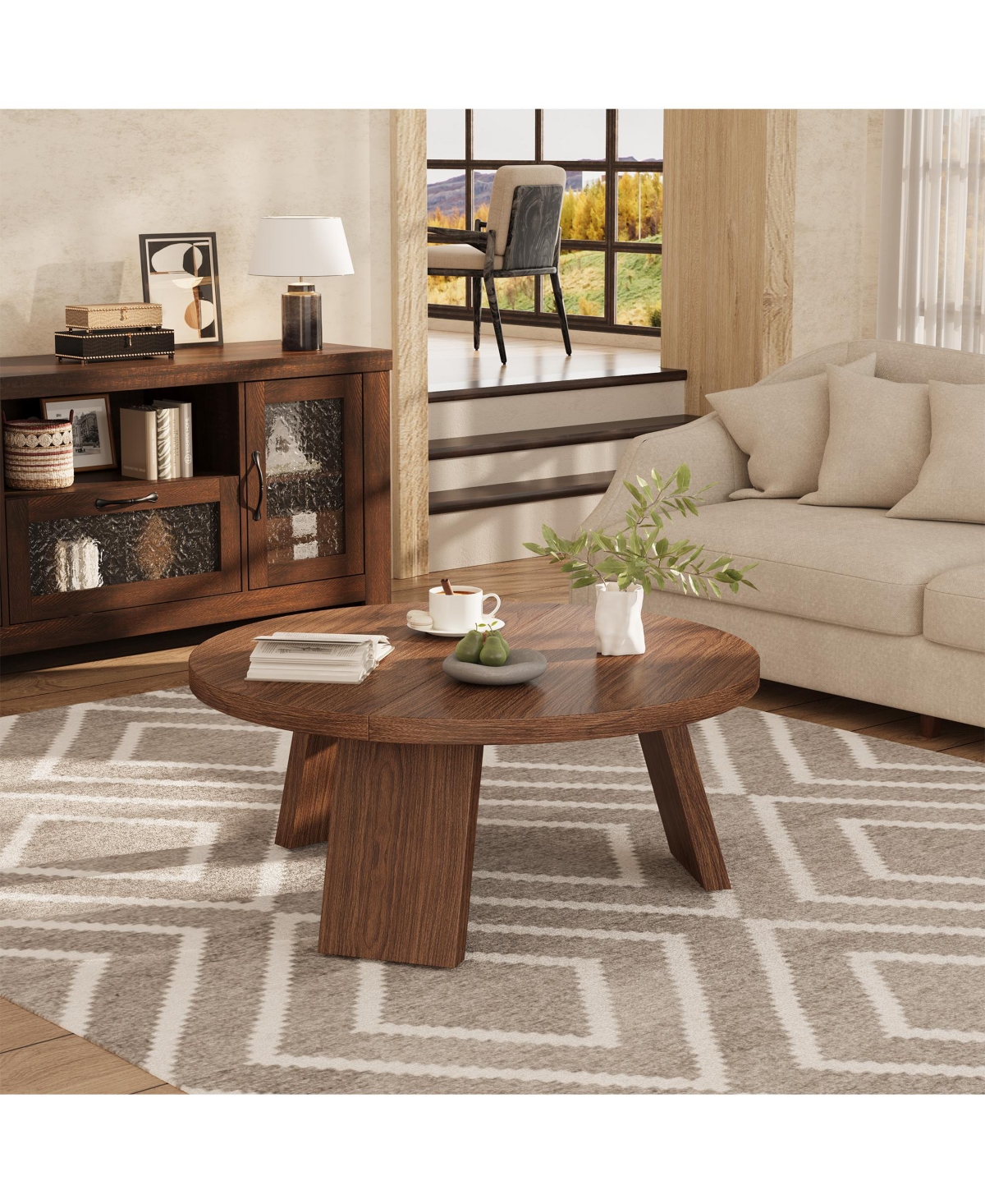 Click here for homfan 33.5 Round Coffee Table  Circle Center Tabl... prices