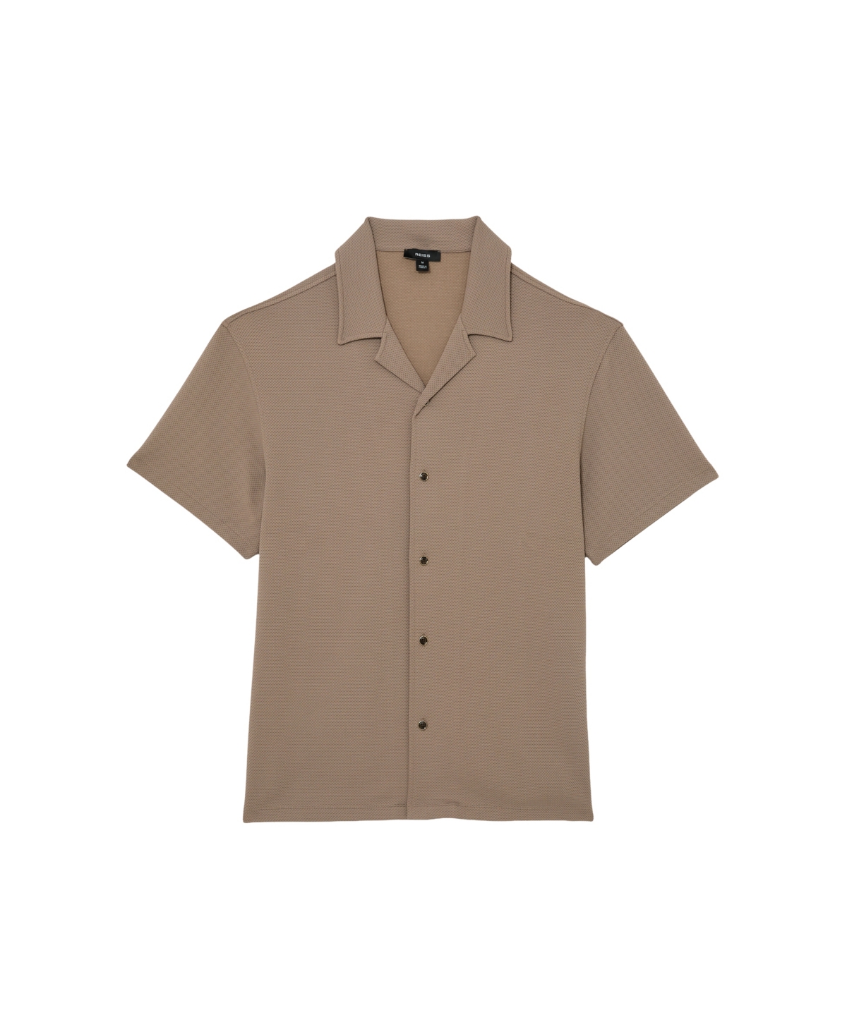 Click here for Reiss Mens Textured Cuban-Collar Shirt - Camel Bro... prices