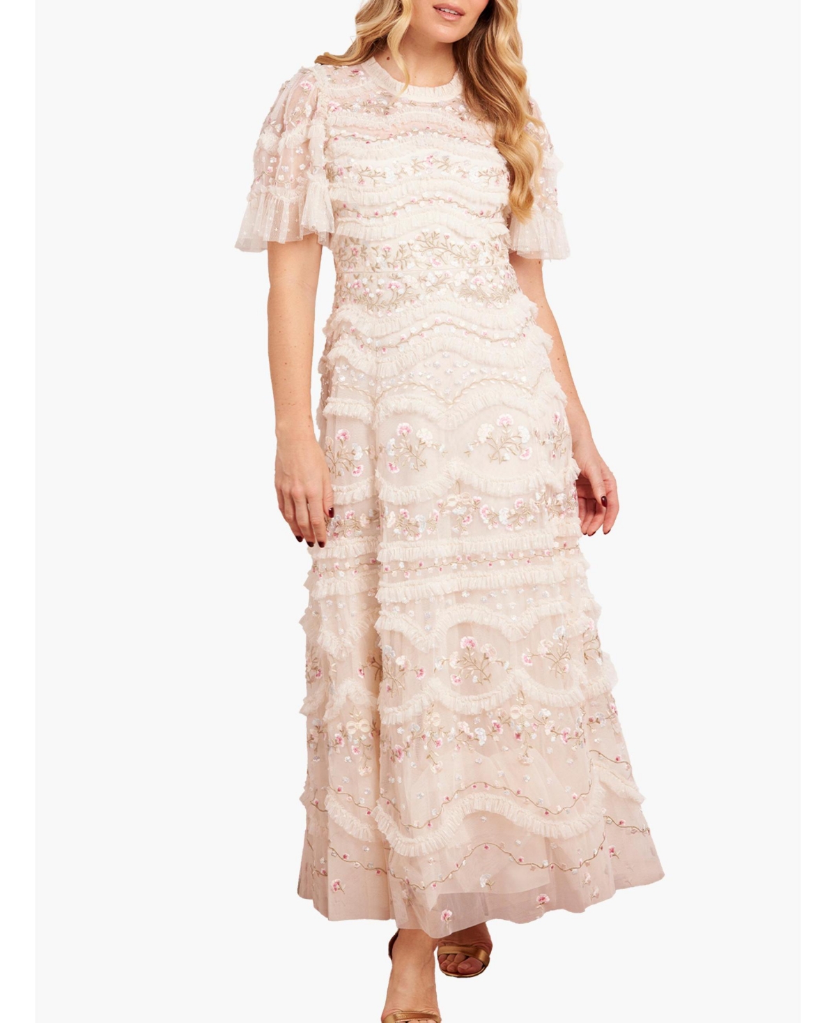 Click here for Needle & Thread Womens Marina Ruffle Ankle Gown -... prices