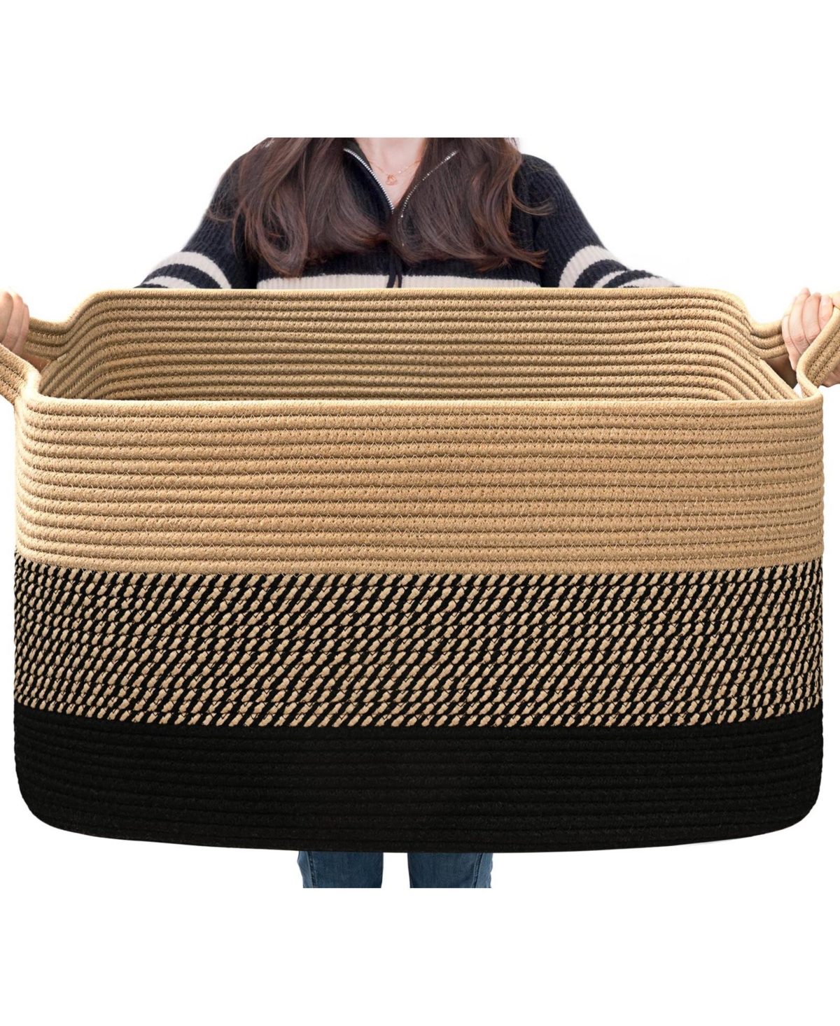 Click here for Gnuadz Woven Rope Storage Basket Rectangle - Black... prices